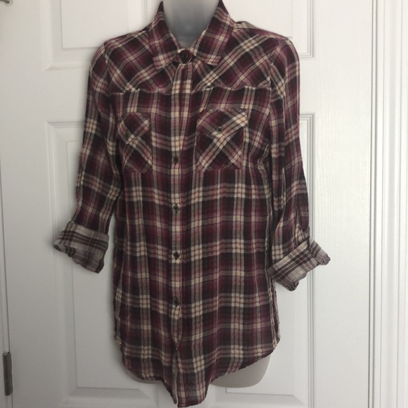 Dex | Tops | Dex Plaid Buttonup Rolltab Sleeve Shirt Toppatch Pockets ...